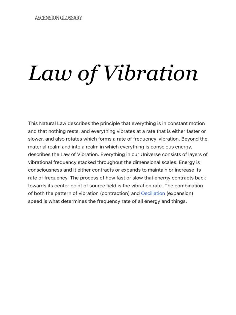 Law of Vibration - Ascension Glossary | PDF | Oscillation | Molecules
