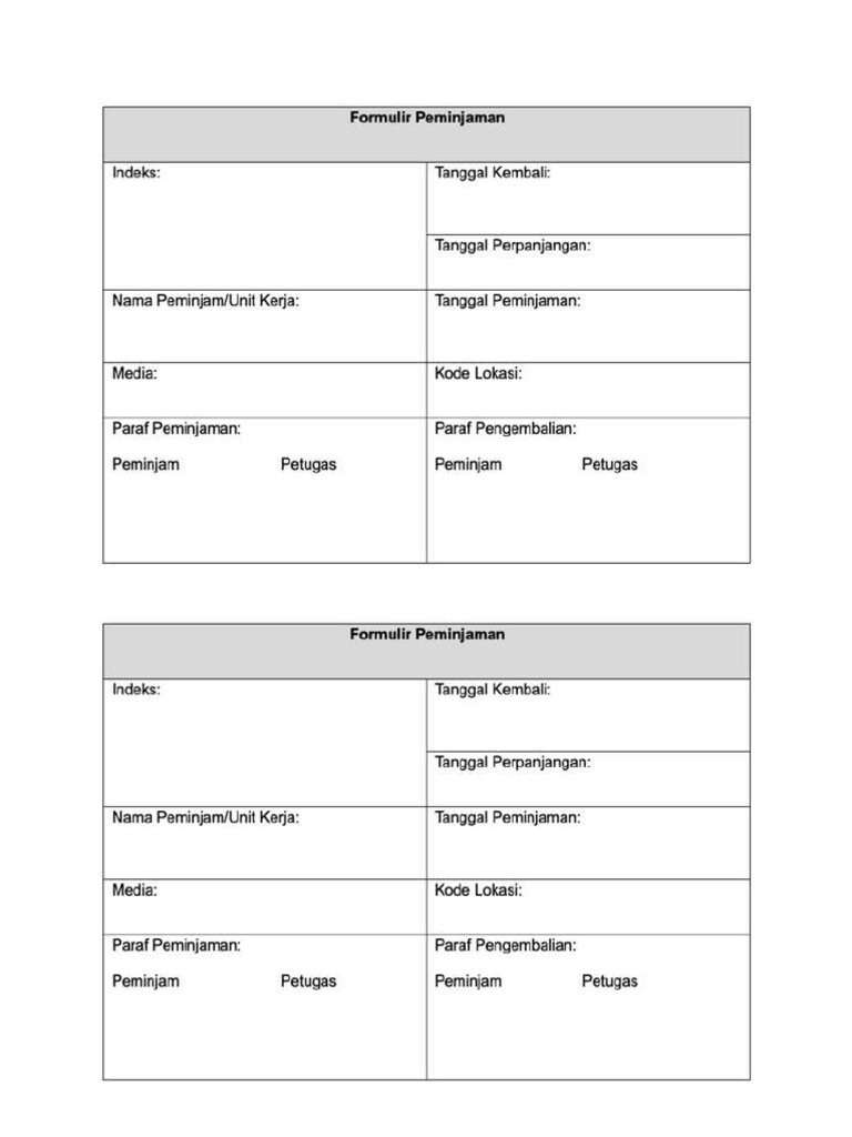 Form Peminjaman Arsip | PDF