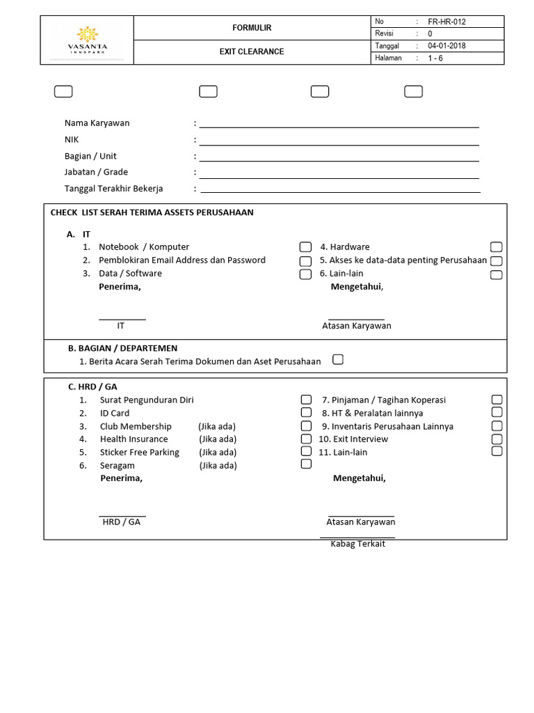 Form Exit Interview | PDF