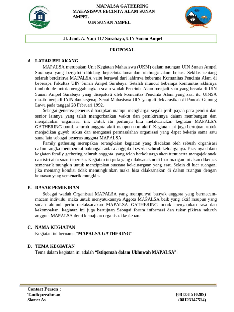 PROPOSAL MAPALSA GATHERING Revisi | PDF