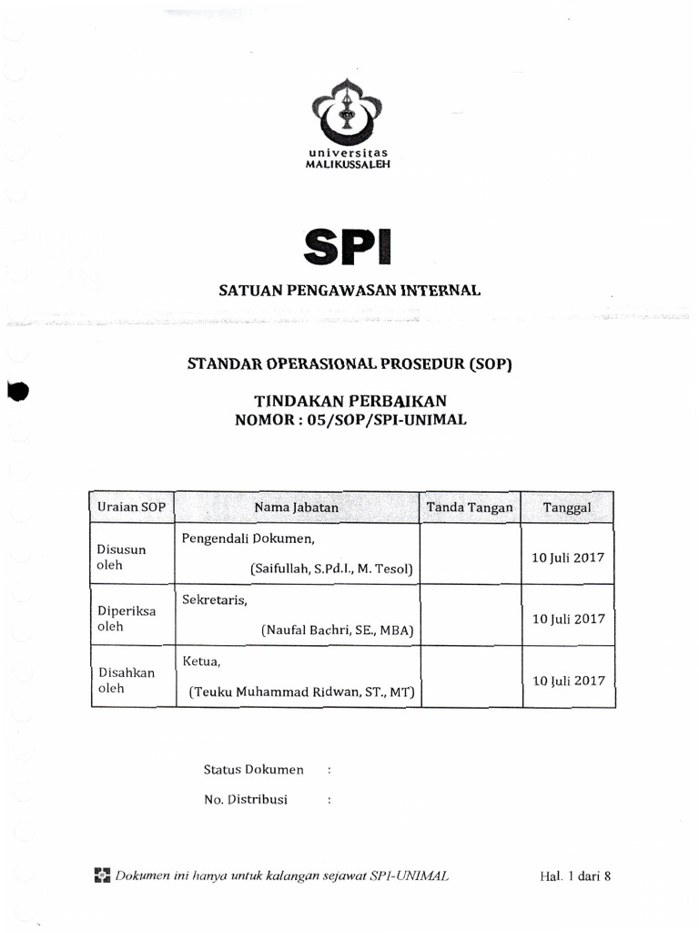 Sop Tindakan Perbaikan | PDF