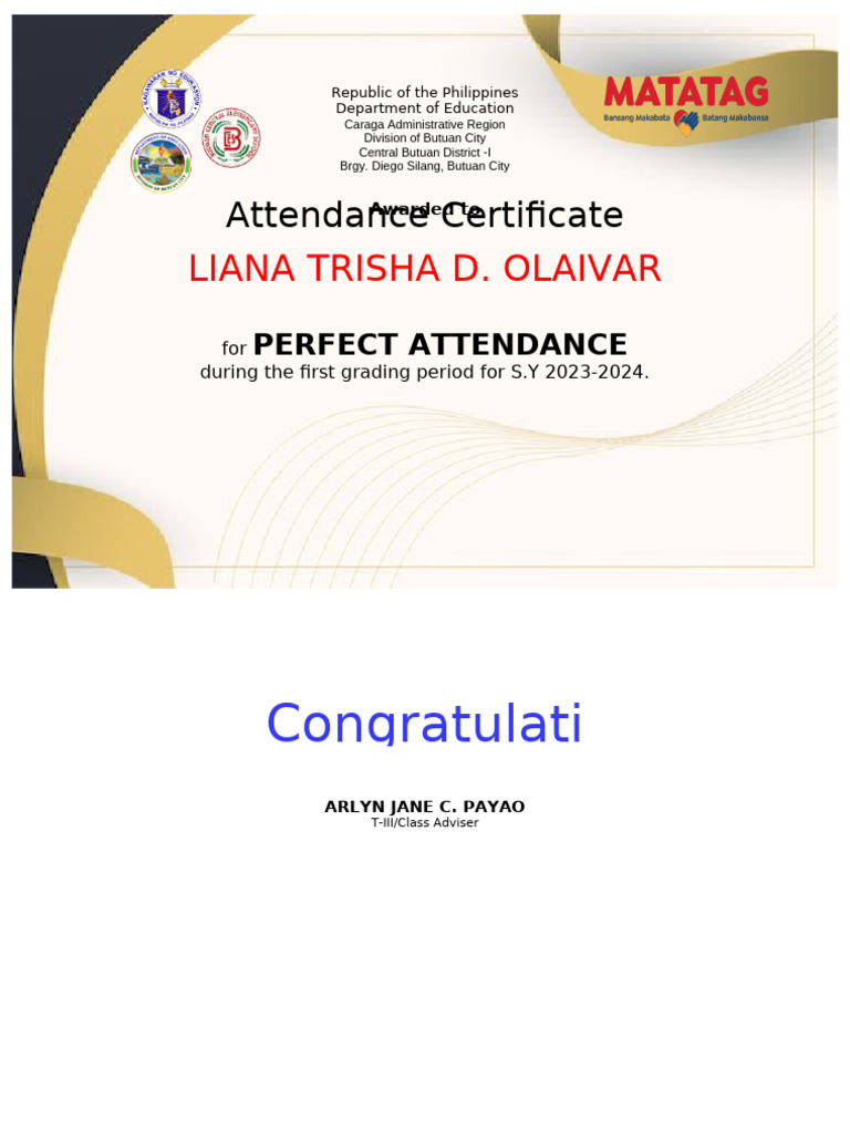 Perfect Attendance Certificate1 | PDF