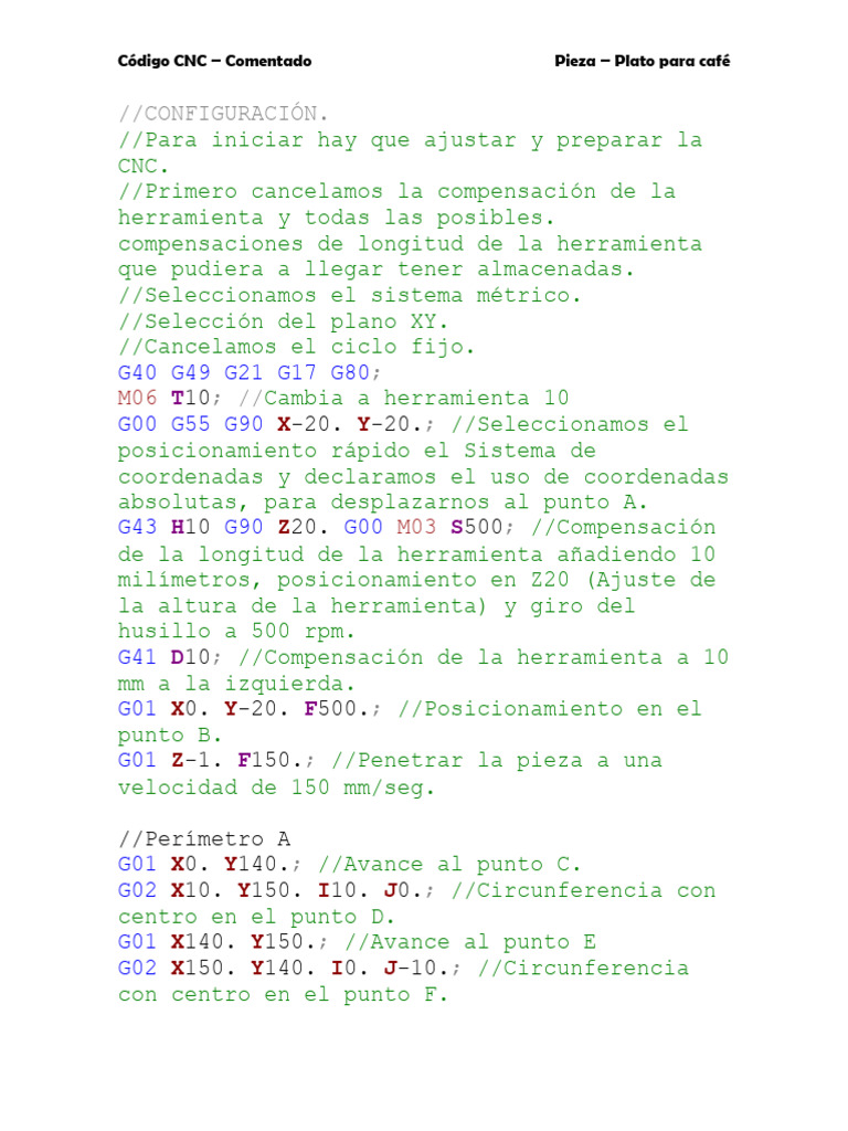 Codigo CNC - Comentado | PDF