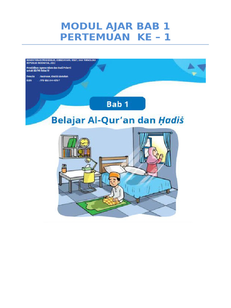 PAI 6 Modul Ajar Bab 1 PERTEMUAN 1 | PDF