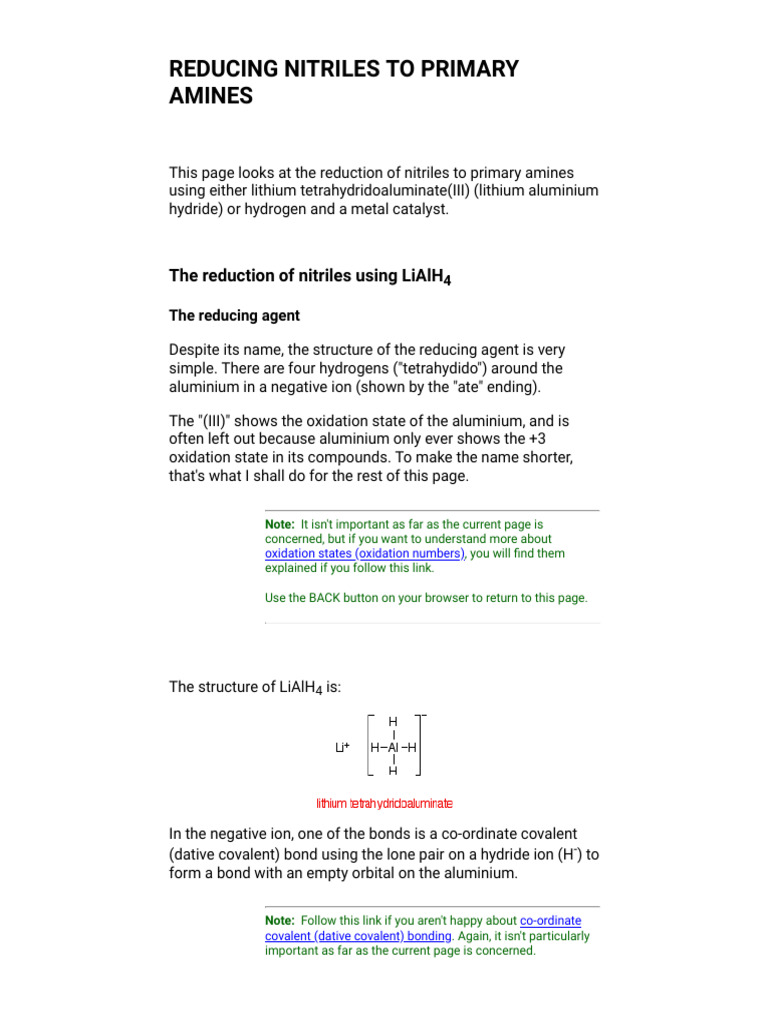 Reduction of Nitriles | PDF