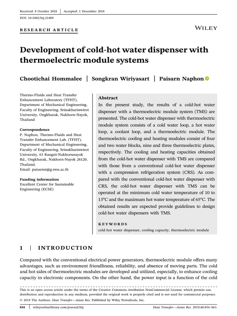 Thermoelectric Water Dispenser Design | PDF | Water Heating ...