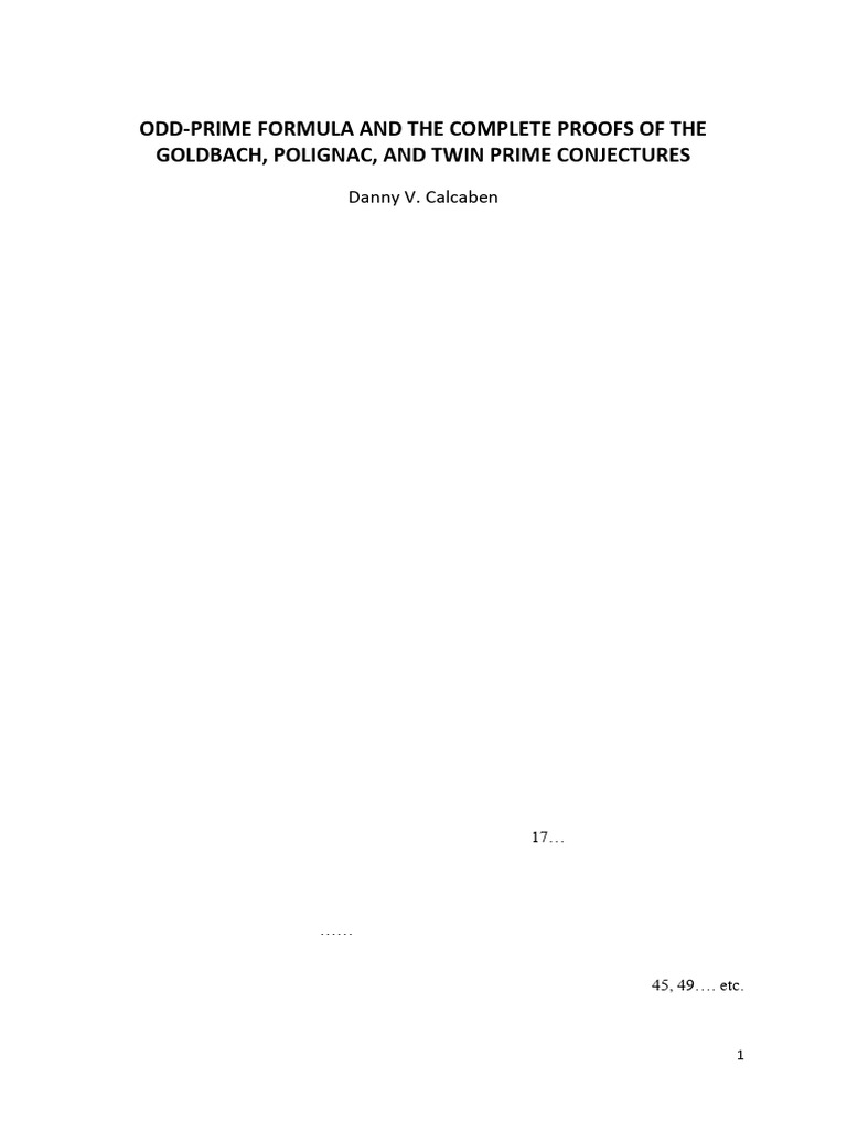 Odd-Prime Formula and The Complete Proofs of Goldbach, Polignac, and ...