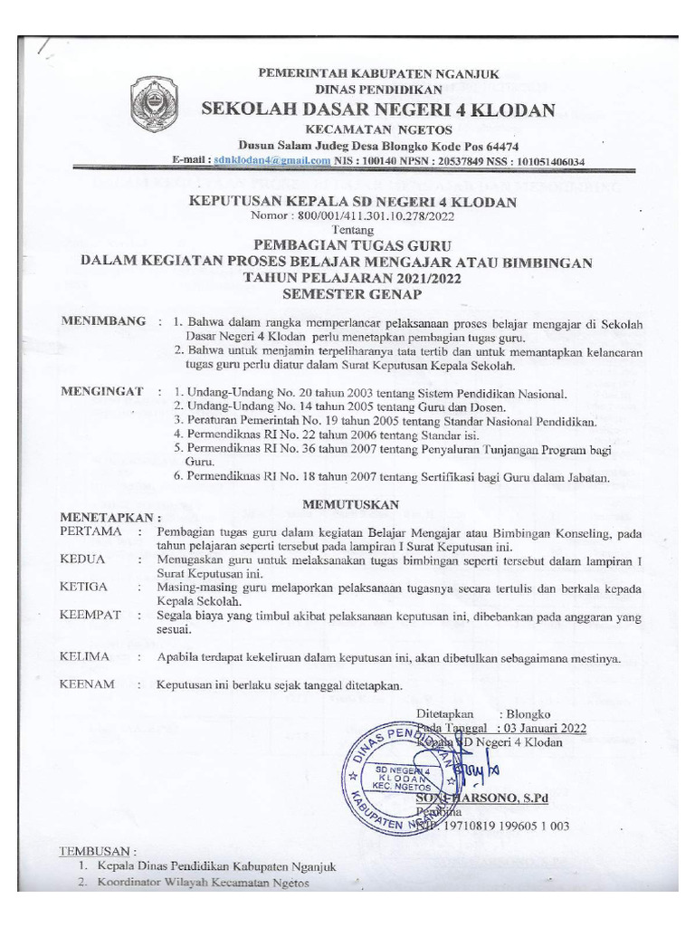 SK PTM 2021-2022 Semester 2 | PDF