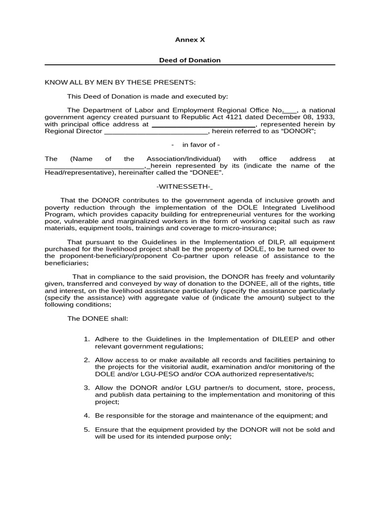 Annex X - Deed of Donation | PDF