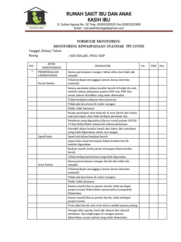 Ini FORMULIR MONITORING RUANGAN | PDF