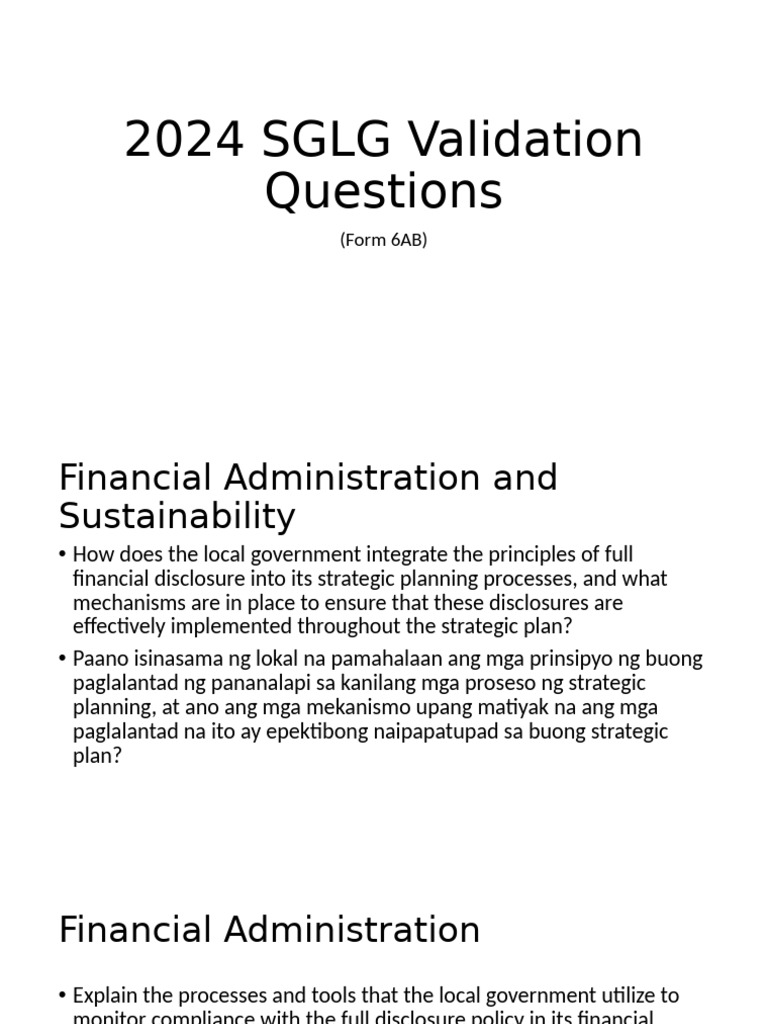 SGLG Questions | PDF