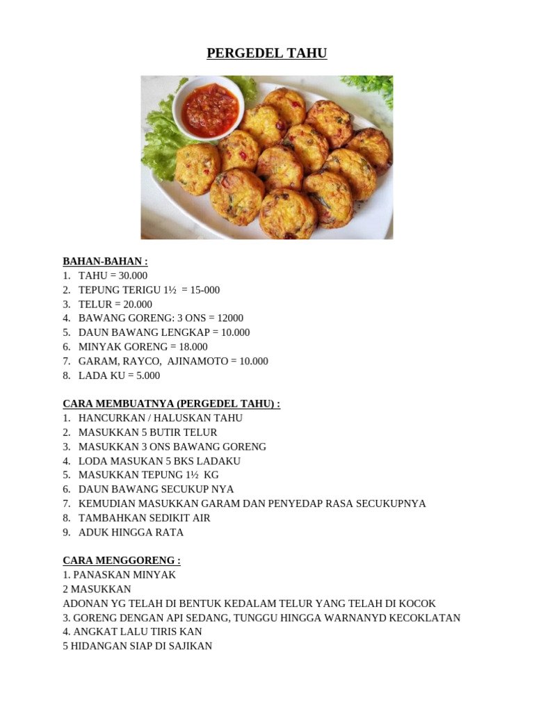 Pergedel Tahu | PDF