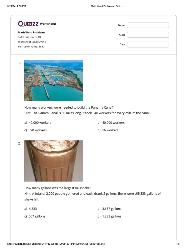 Math Word Problems | PDF