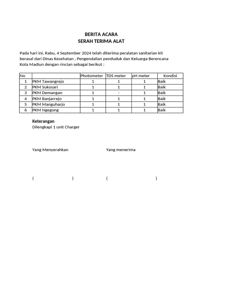 Ba Serah Terima Kalibrasi | PDF