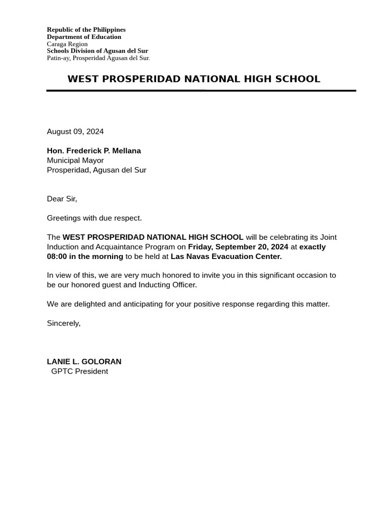 Invitation-Letter-Induction Program | PDF