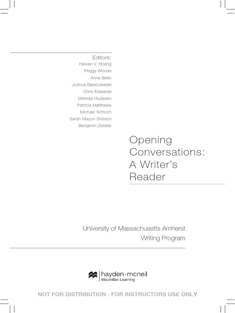 Opening Conversations A Writers Reader (Haivan H. Hoang) (Z-Library ...