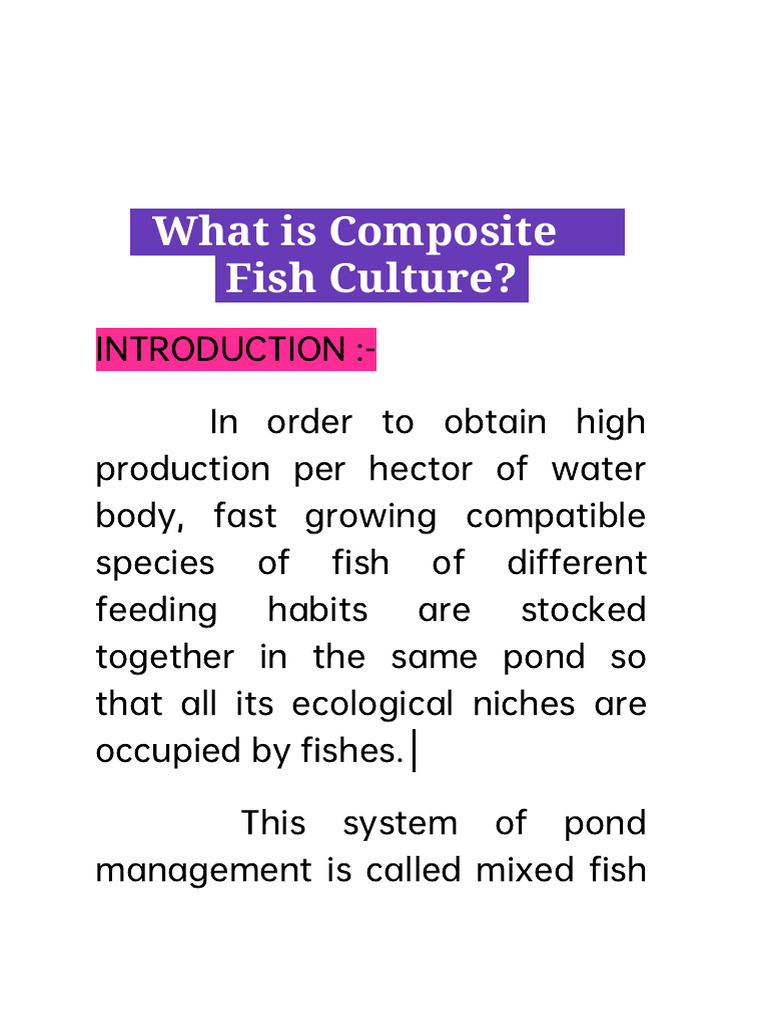 Composite Fish Culture | PDF