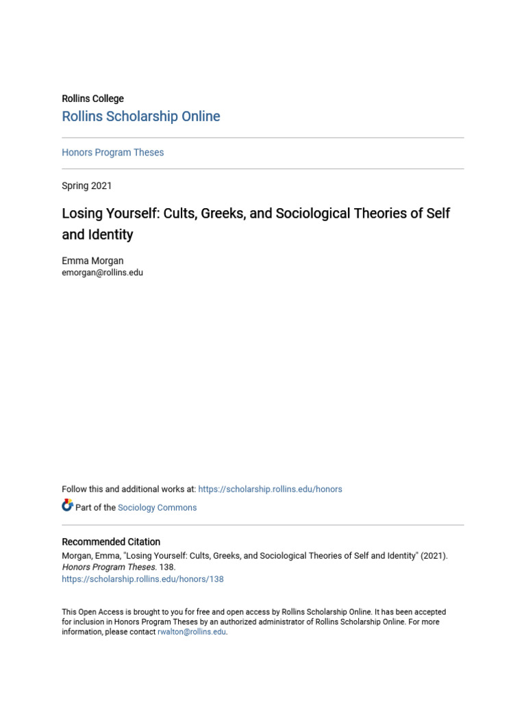 Losing Yourself - Cults Greeks and Sociological Theories of Self | PDF