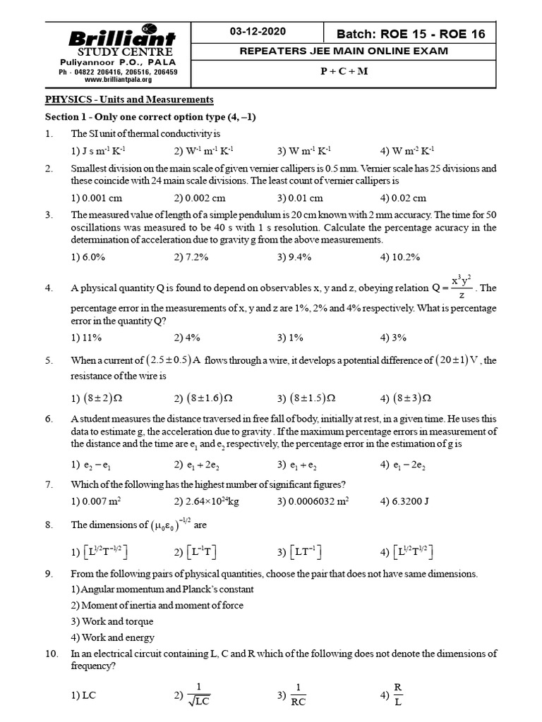 Jee Practice Questions 1 | PDF