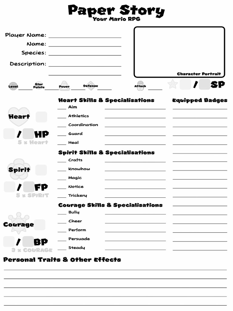 Paper Story - Character Sheet | PDF