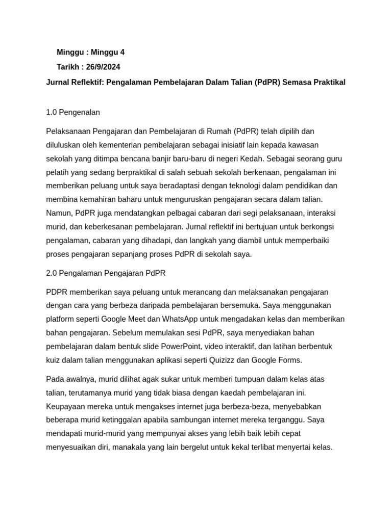 Jurnal Reflektif Minggu 4 | PDF