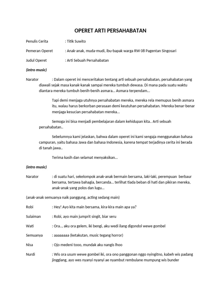 Operet Arti Persahabatan | PDF