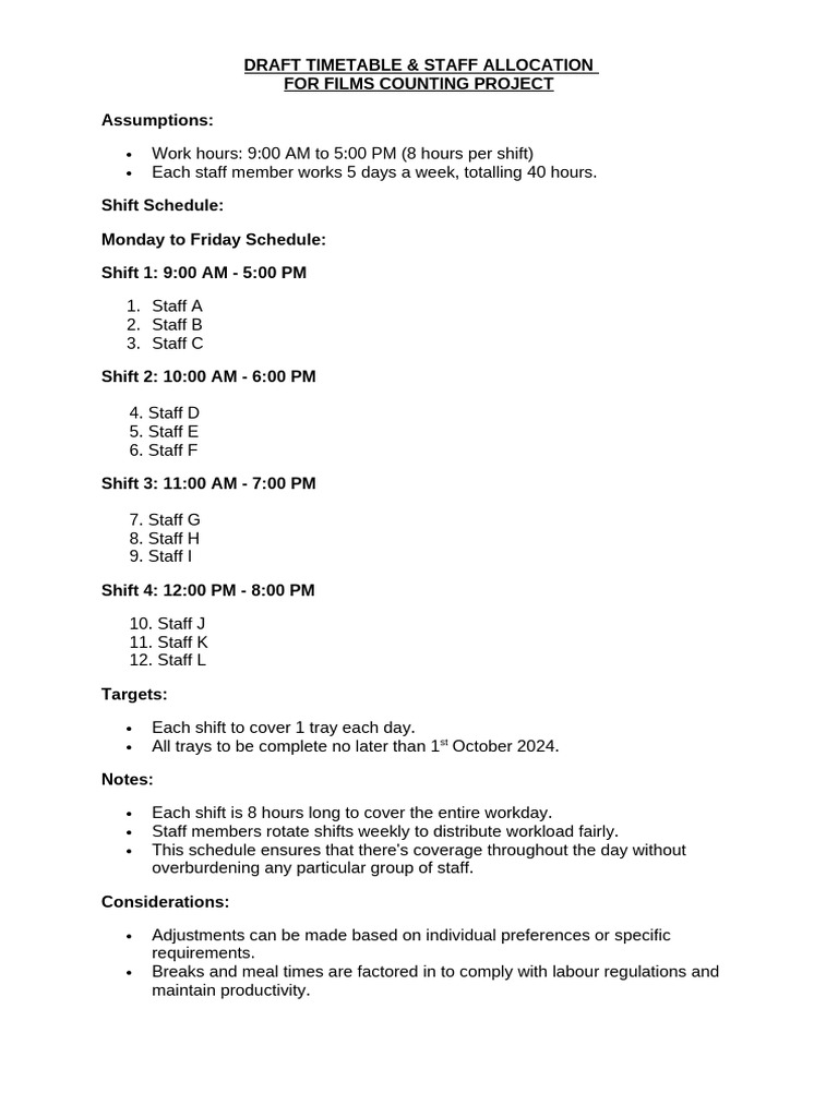 Draft Timetable | PDF
