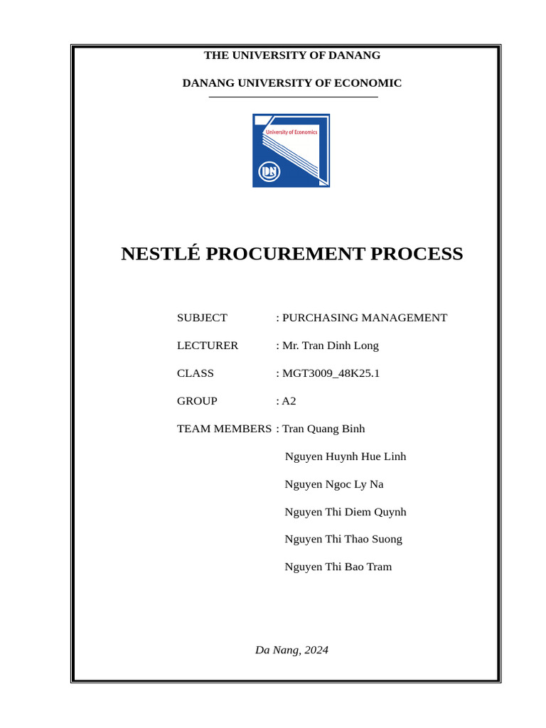 Group A2 - Nestle Procurement Process | PDF