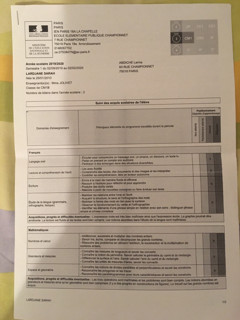 Livret Scolaire 2019-2020 | PDF