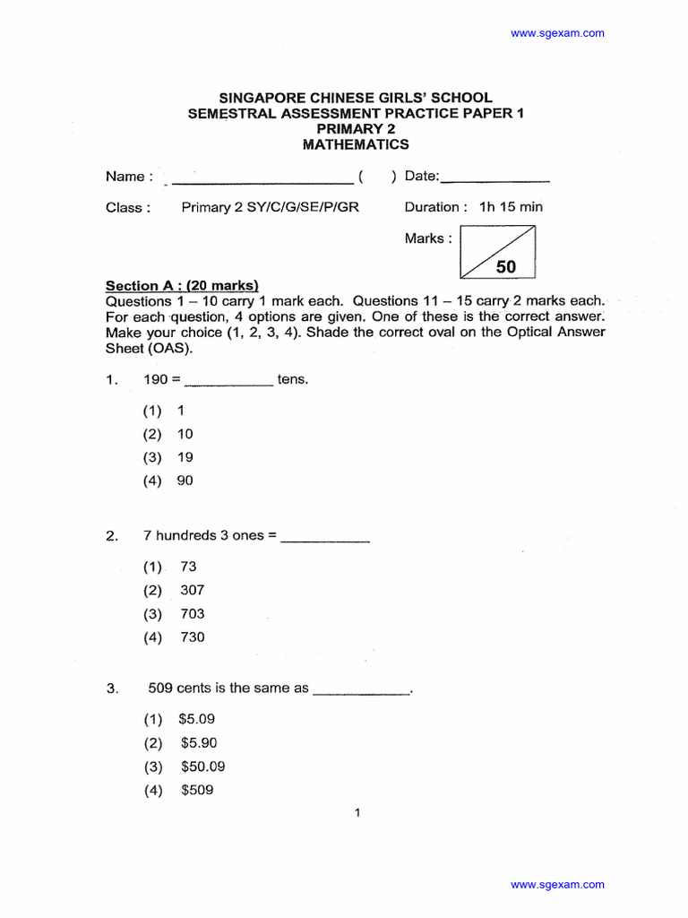 2019-P2-Math-Term 2 Review-SCGS | PDF