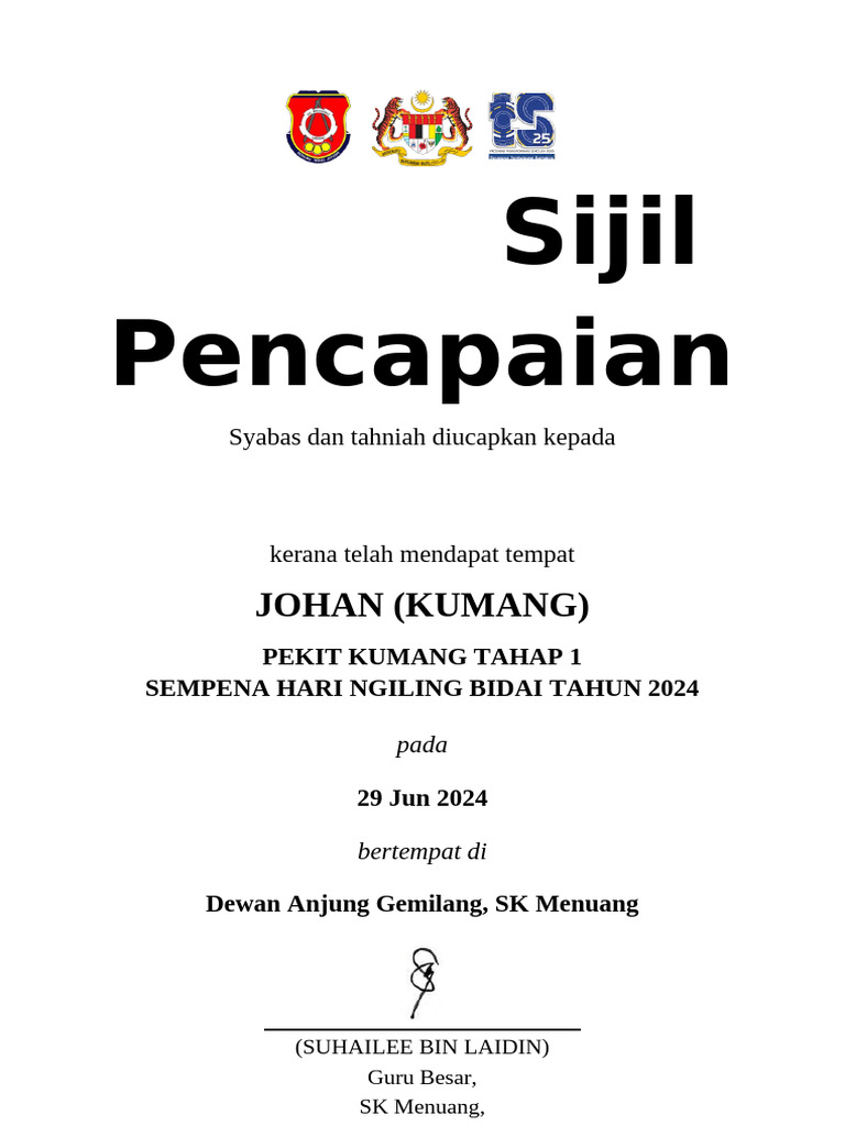 Sijil Kumang 1 | PDF