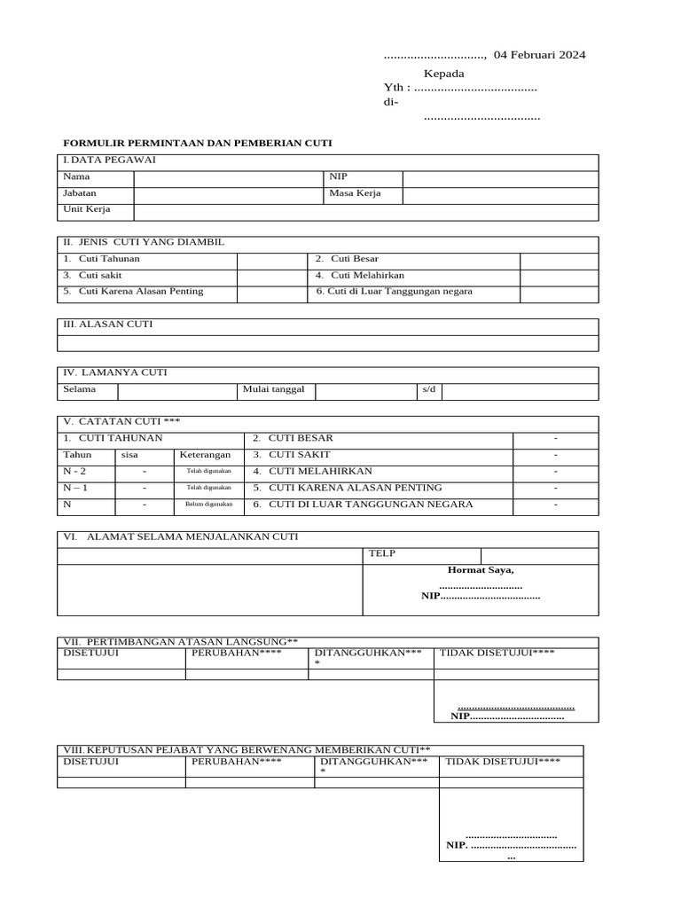Surat Cuti | PDF