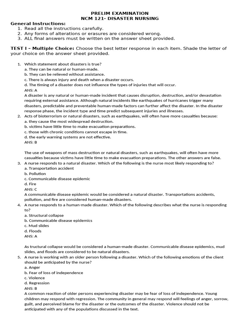 PRELIM EXAM DISASTER Docx2 | PDF | Natural Disasters | Hazards