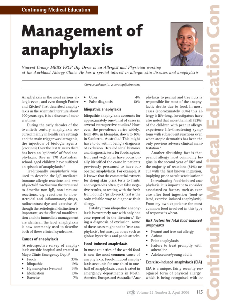 Management of Anaphylaxis | PDF