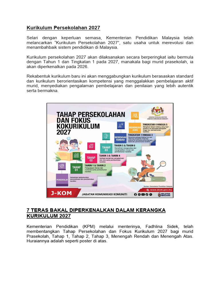 Kurikulum Persekolahan 2027 | PDF