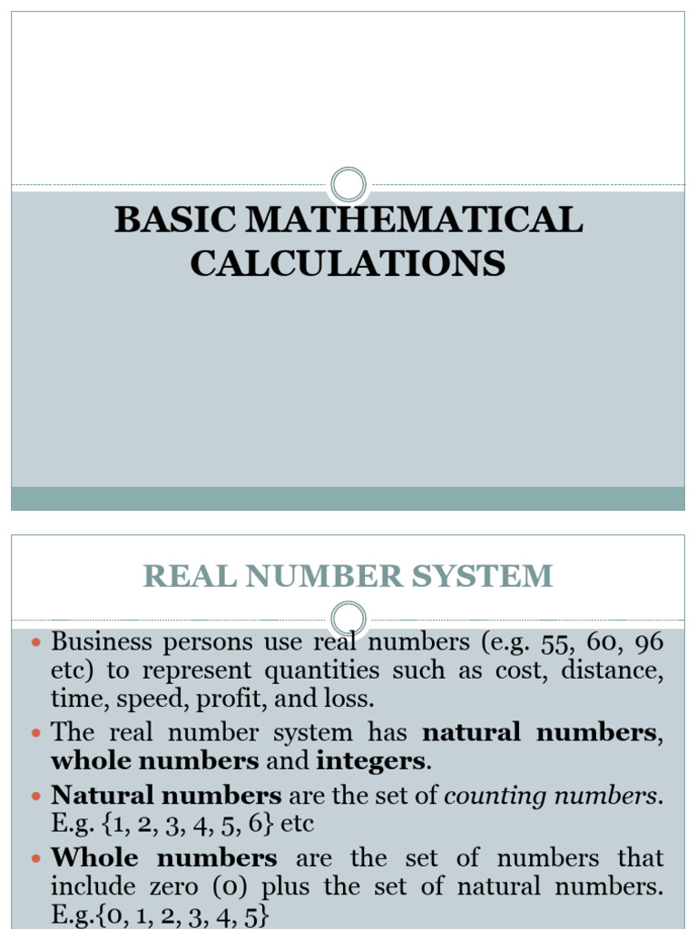 Basic Mathematical Calculations | PDF