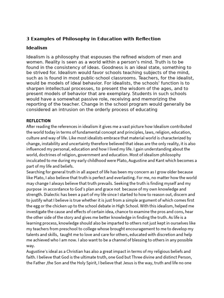 3 Examples of Philosophy in Education | PDF