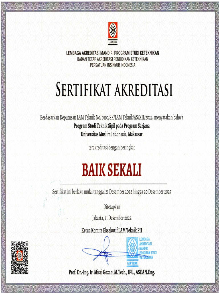 Sert 0110 S1 Teknik Sipil Baik Sekali 305 2022 | PDF