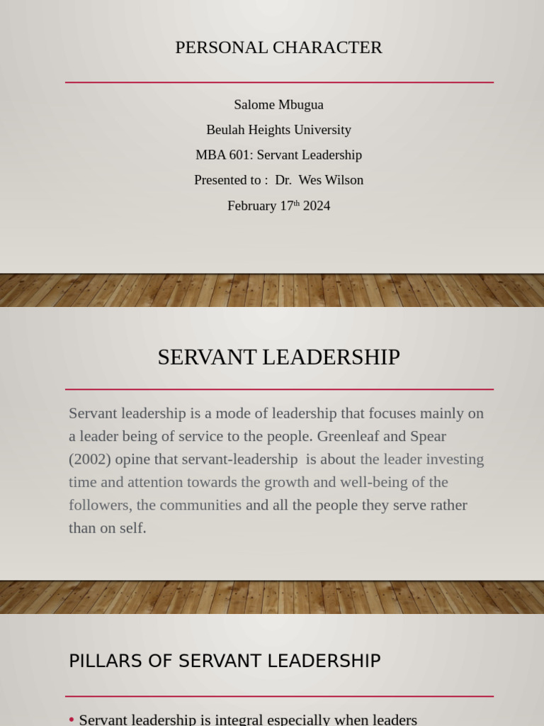 7 Pillars Of Servant Leadership Week 6 Assignment Mba 601 Pdf