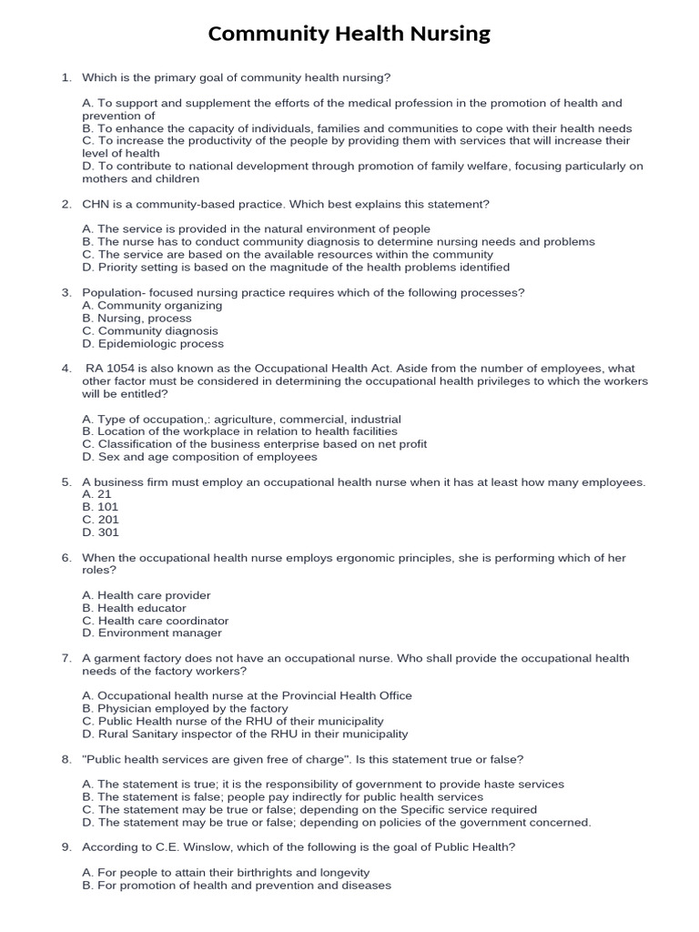 Community Health Nursing | PDF