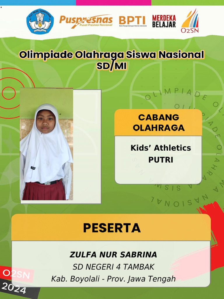 Idcard Peserta O2sn - Zulfa Nur Sabrina | PDF