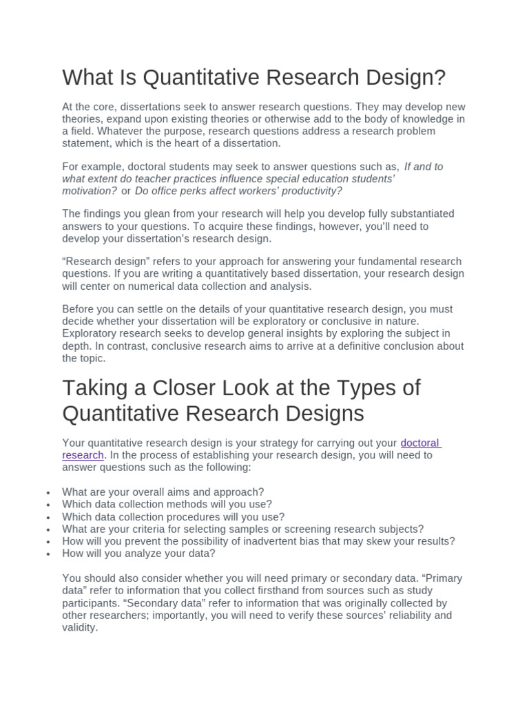 What Is Quantitative Research Design | PDF