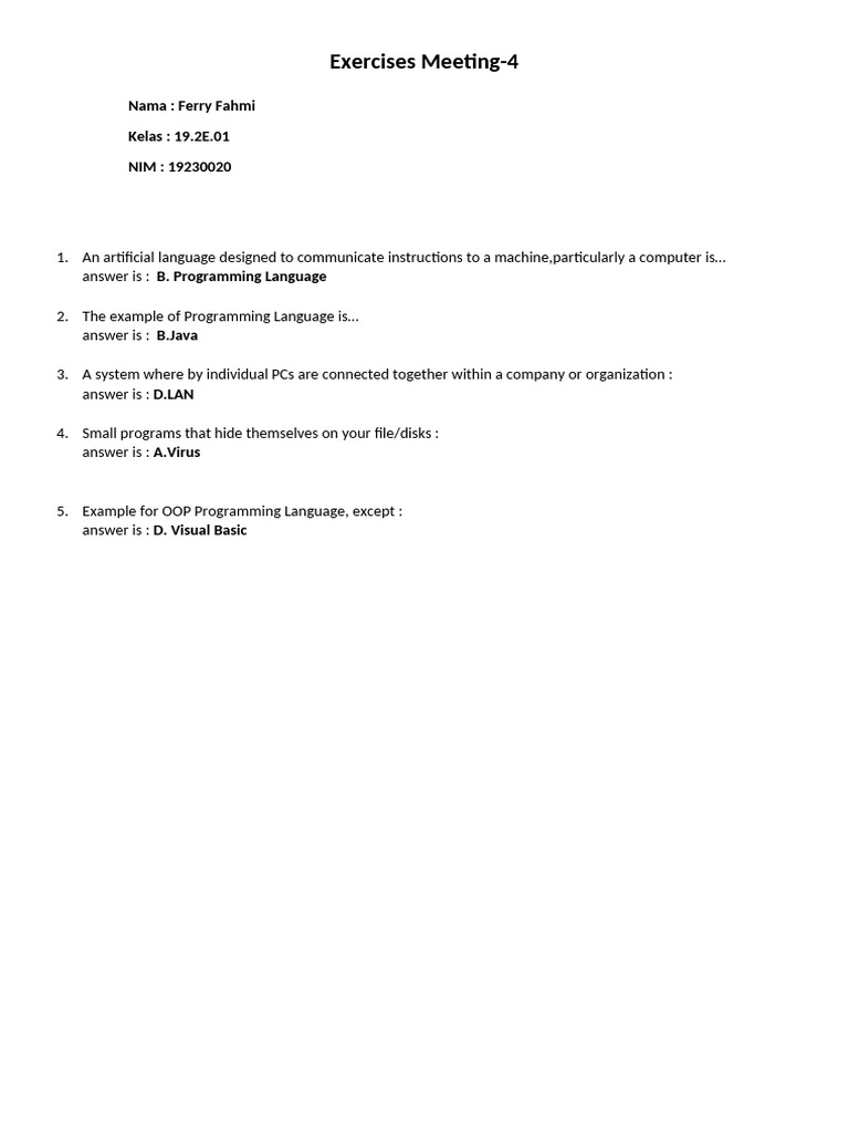 Exercises Meeting - 4 | PDF