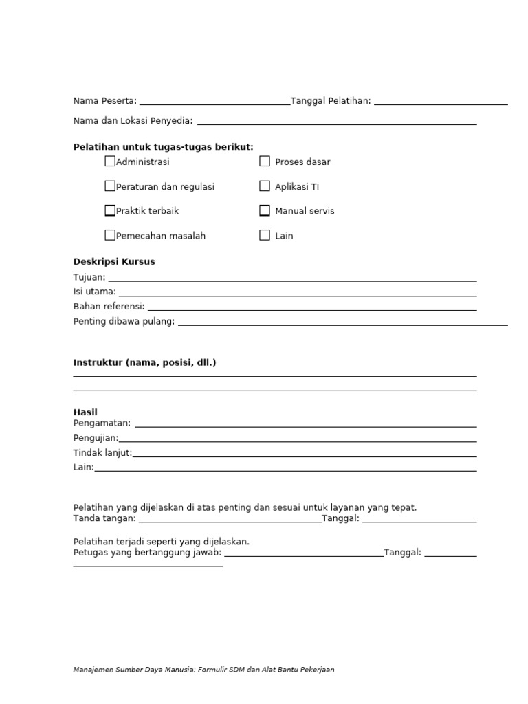 012-c11 - 1 Formulir Pelaporan On The Job Training | PDF