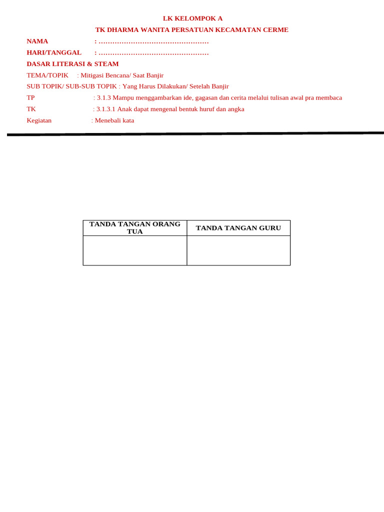 LK & Loose Part SM 1 MG 6 Hari 6 | PDF