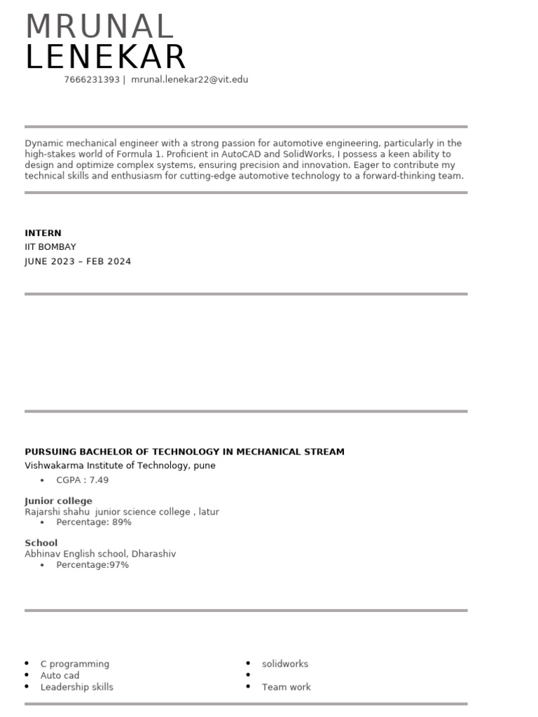 Sample CV Template 1 | PDF