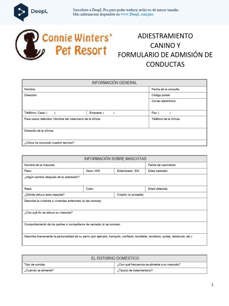 Training - Intake - Form - 2021 Es | PDF