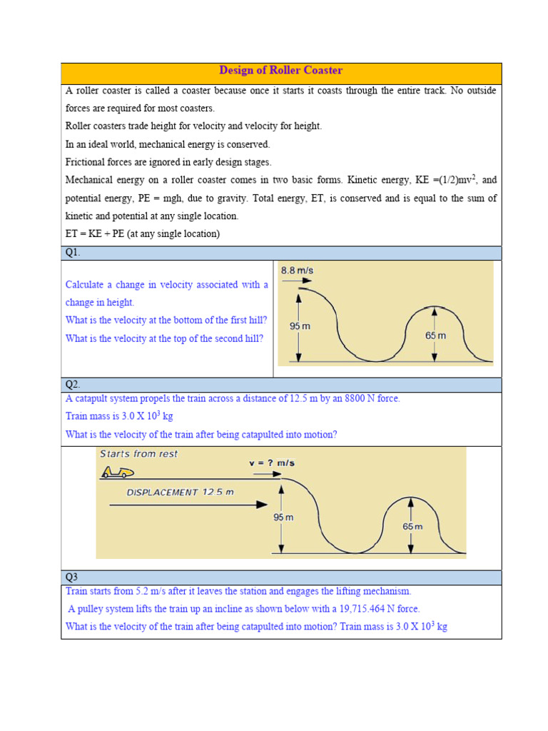 Roller Coaster Project | PDF