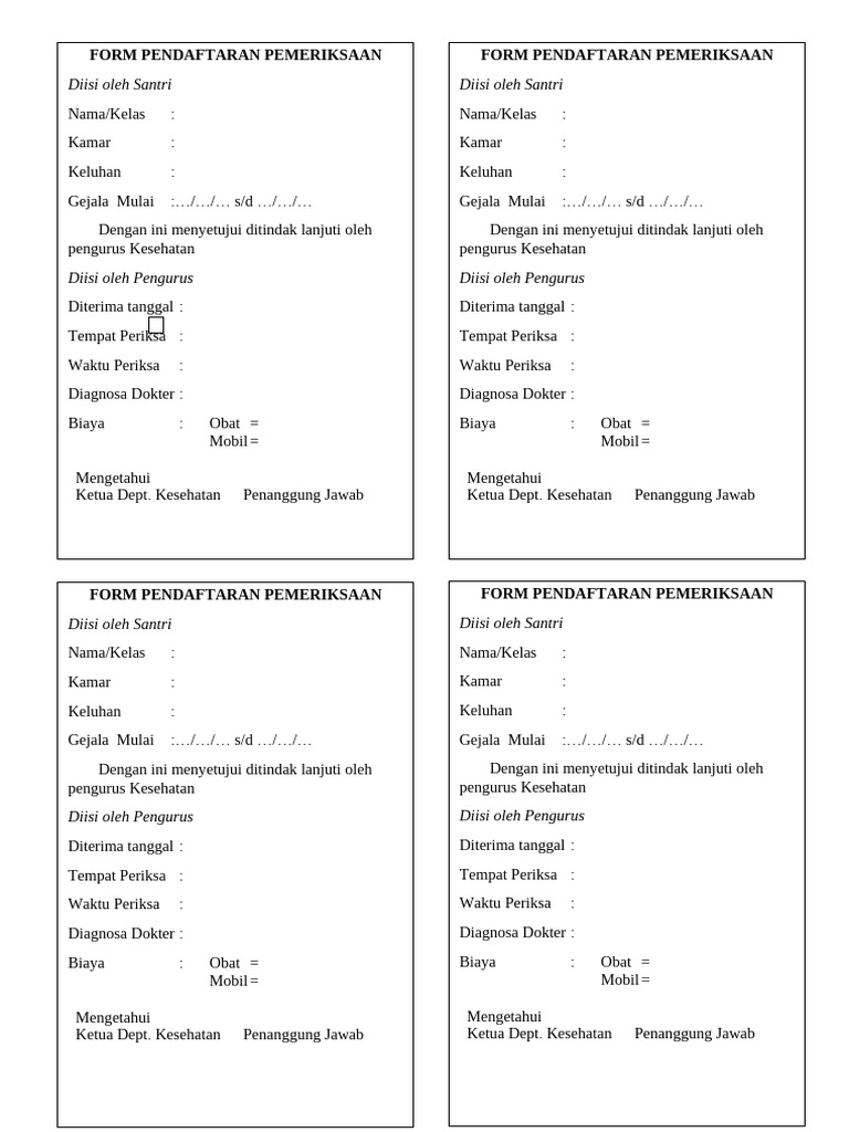 Blanko Pemeriksaan | PDF