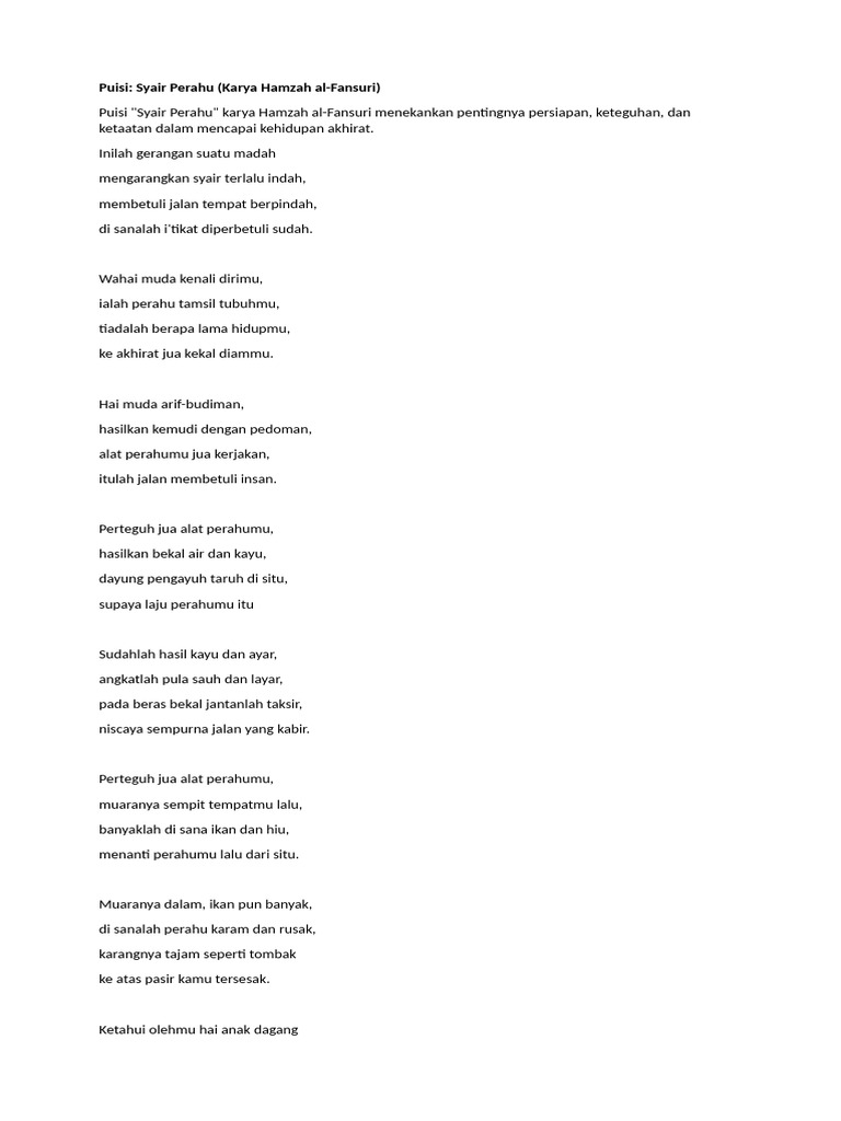 Puisi Hamzah Fansuri | PDF